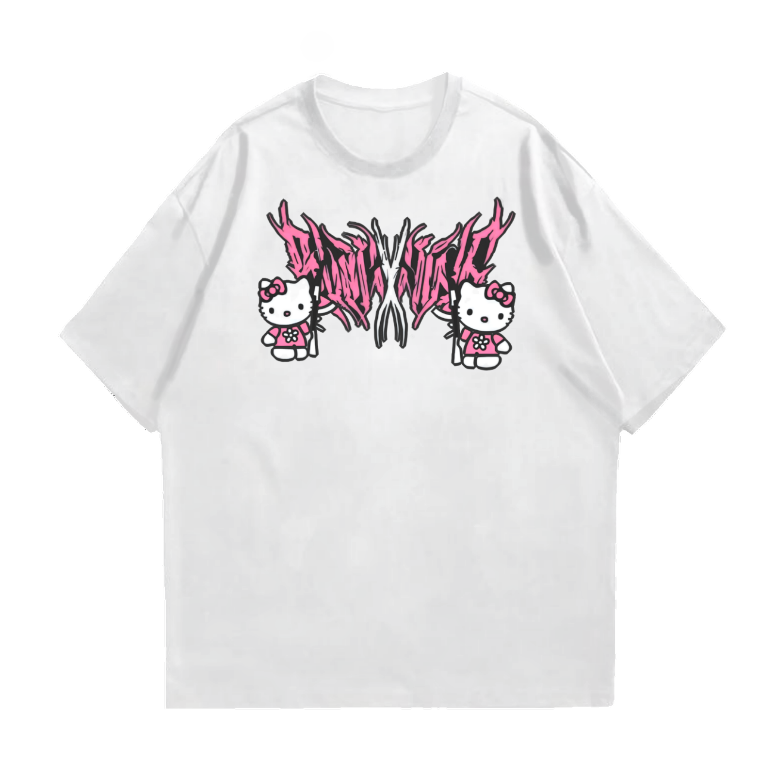 HELLO KITTY OVERSIZE & DROP SHOULDER GRAPHIC T-SHIRT